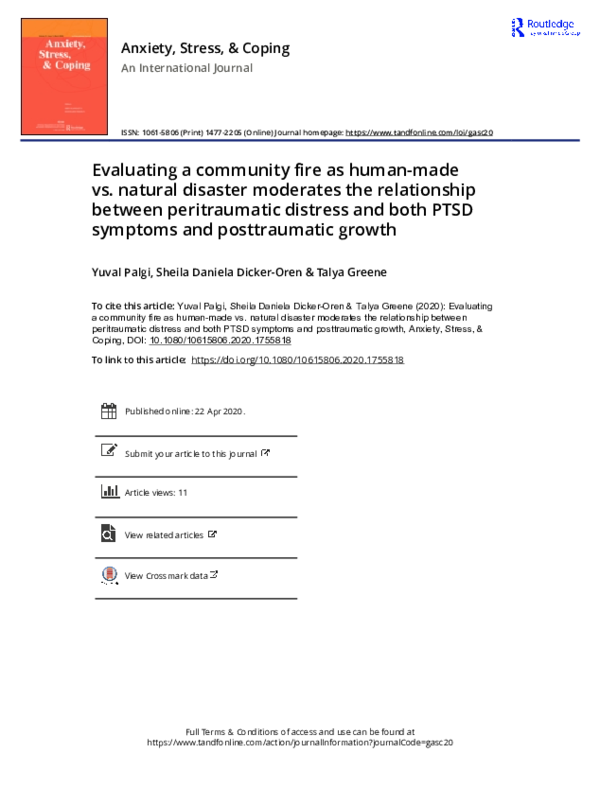 (PDF) Evaluating a community fire as human-made vs. natural disaster ...