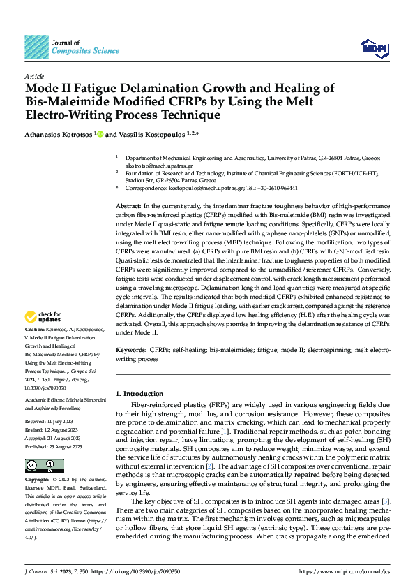 (PDF) Mode II Fatigue Delamination Growth and Healing of Bis-Maleimide ...