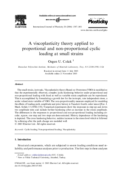 (PDF) A viscoplasticity theory applied to proportional and non ...