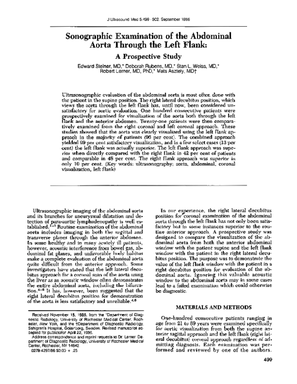 (PDF) Sonographic examination of the abdominal aorta through the left ...