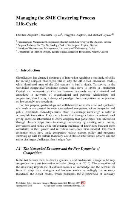 (PDF) Managing the SME Clustering Process Life-Cycle