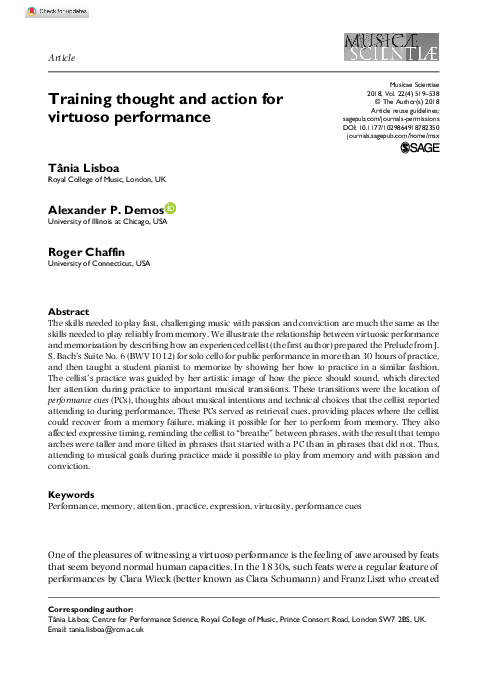 (PDF) Training thought and action for virtuoso performance