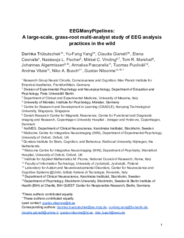 (PDF) EEGManyPipelines: A large-scale, grass-root multi-analyst study of EEG analysis practices ...