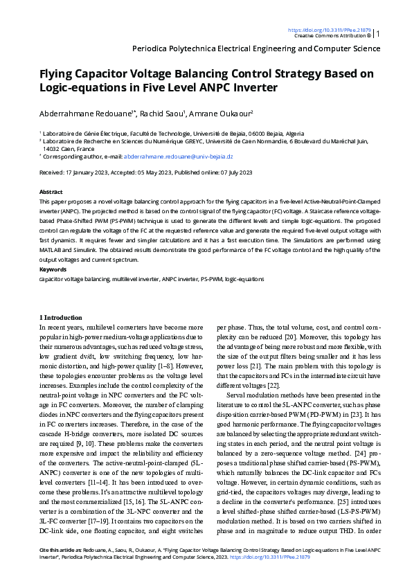 (PDF) Flying Capacitor Voltage Balancing Control Strategy Based on ...