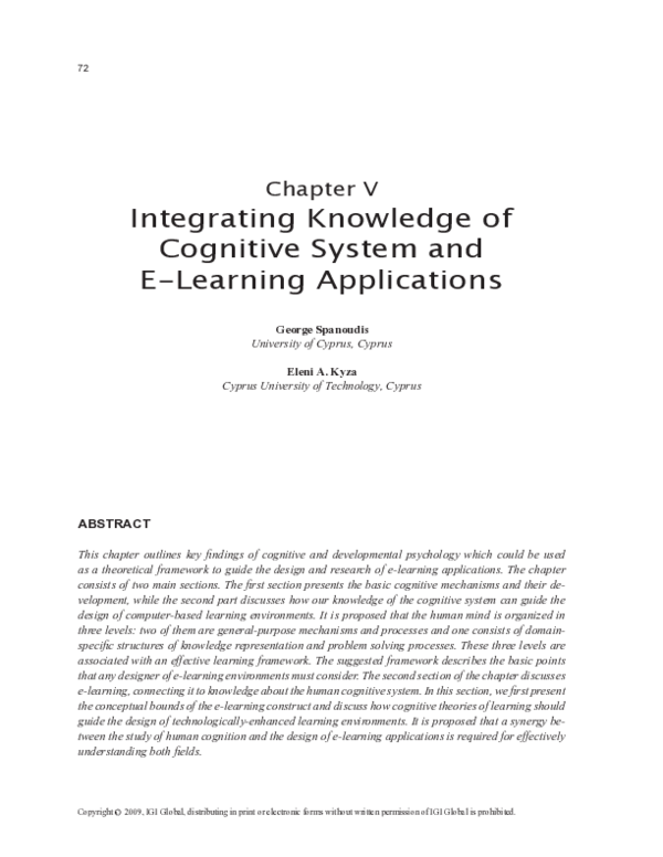 (PDF) Integrating Knowledge of Cognitive System and E-Learning Applications
