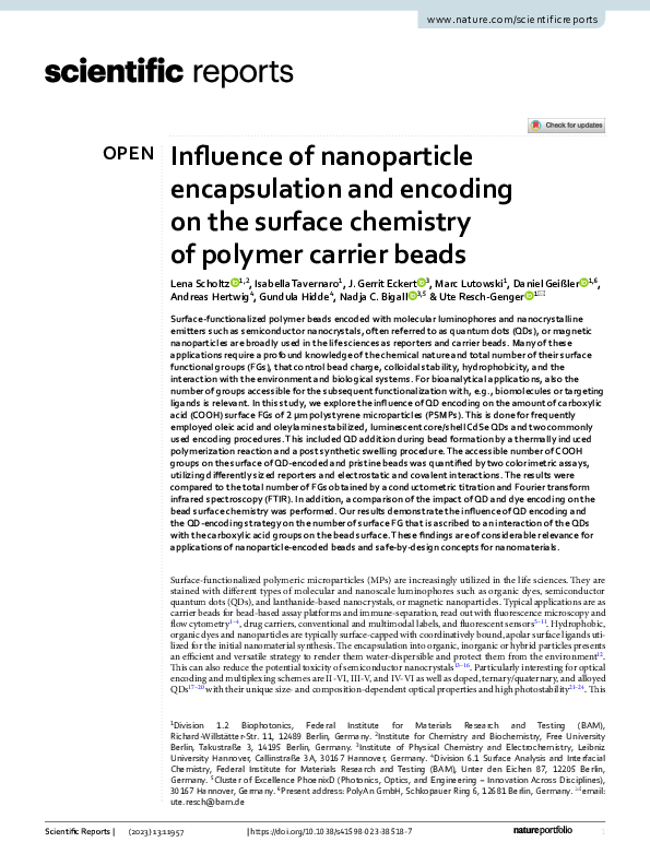 (PDF) Influence of Nanoparticle Encapsulation and Encoding on the ...