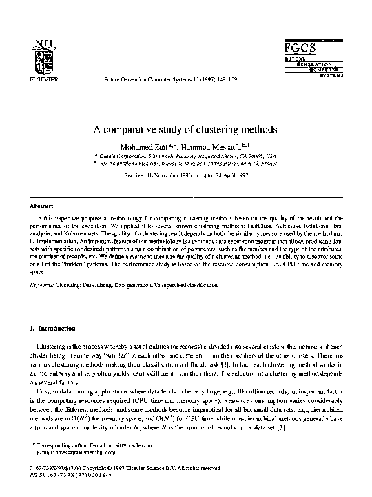 (PDF) A comparative study of clustering methods