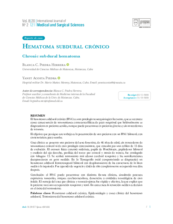 (PDF) Chronic subdural hematoma