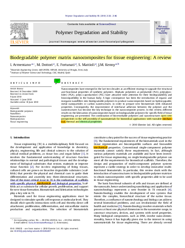 (PDF) Biodegradable polymer matrix nanocomposites for tissue ...