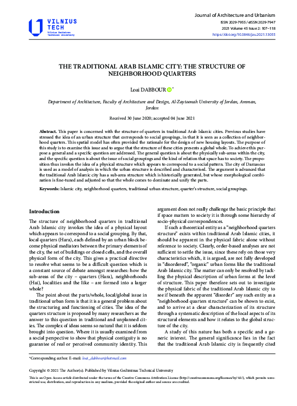 (PDF) The Traditional Arab Islamic City: The Structure of Neighborhood ...