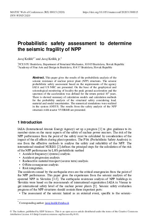 (PDF) Probabilistic safety assessment to determine the seismic ...