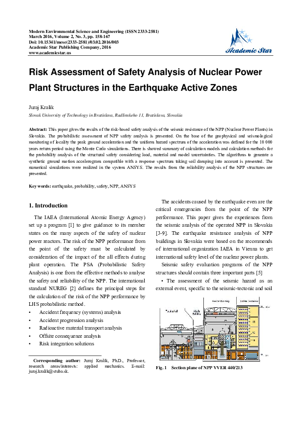 (PDF) Risk Assessment of Safety Analysis of Nuclear Power Plant ...