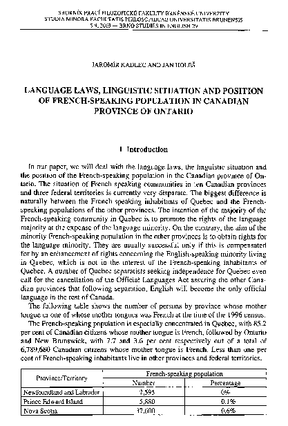 (PDF) LANGUAGE LAWS, LINGUISTIC SITUATION AND POSITION OF FRENCH ...