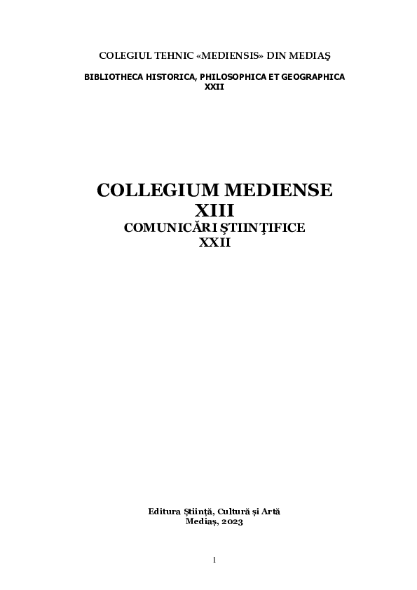 (PDF) COLLEGIUM MEDIENSE, XIII, COMUNICARI STIINTIFICE, XXII, Medias ...