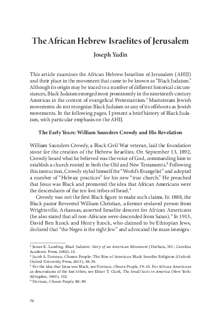 (PDF) The African Hebrew Israelites of Jerusalem