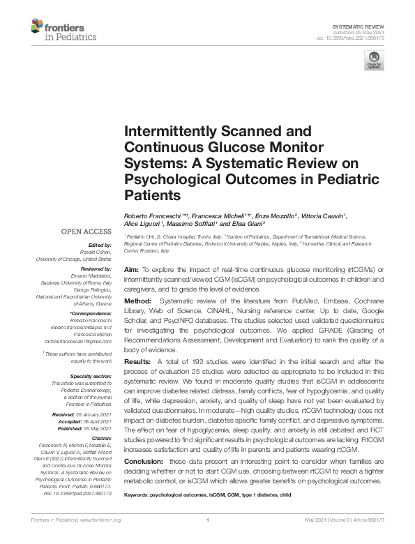 (PDF) Intermittently Scanned and Continuous Glucose Monitor Systems: A ...