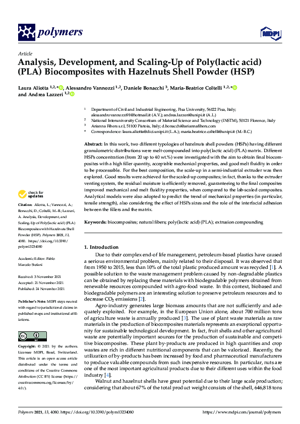 (PDF) Analysis, Development, and Scaling-Up of Poly(lactic acid) (PLA ...