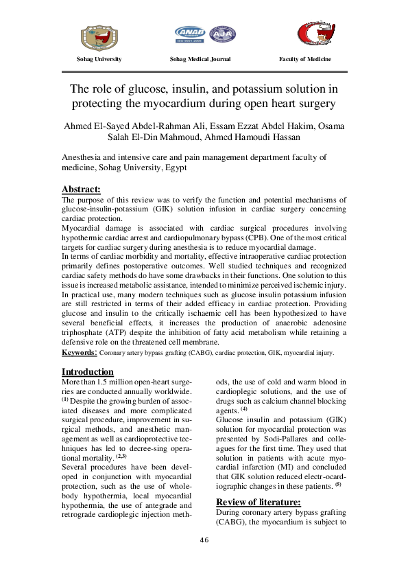 (PDF) Role of Glucose-Insulin-Potassium solution for myocardial ...