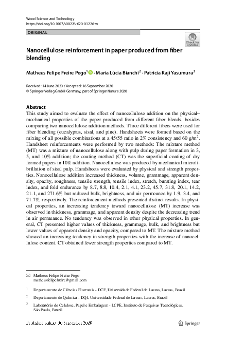(PDF) Nanocellulose reinforcement in paper produced from fiber blending