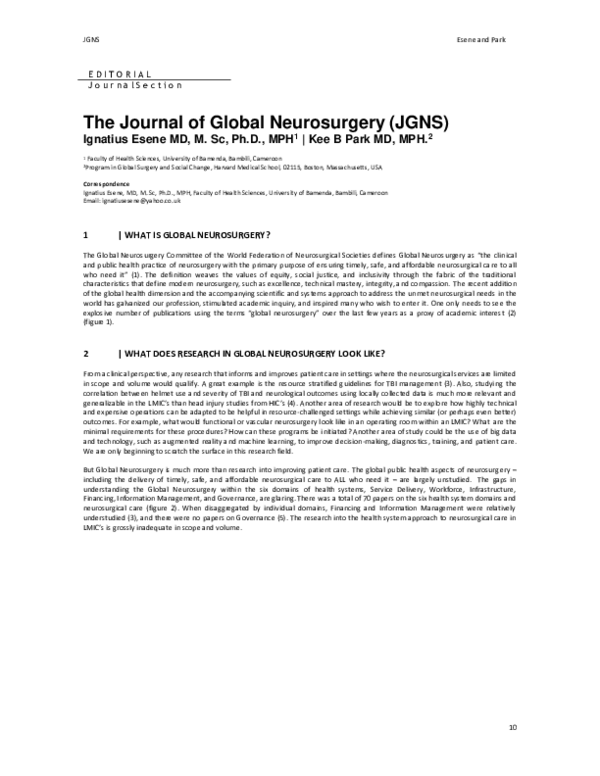 (PDF) The Journal of Global Neurosurgery (JGNS)
