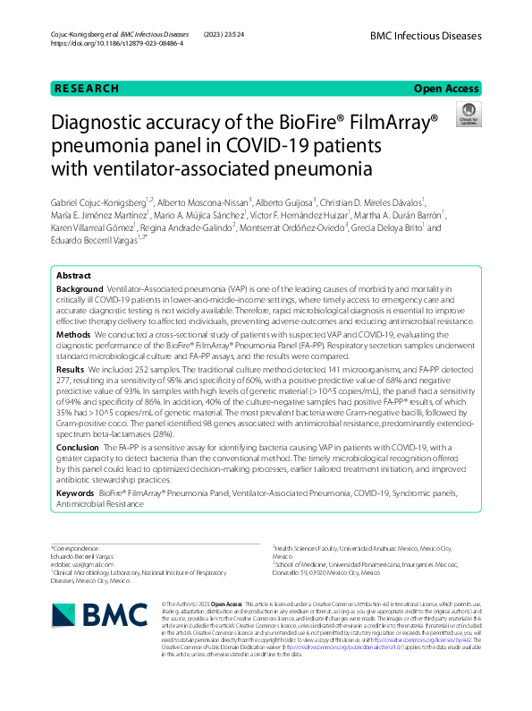 (PDF) Diagnostic accuracy of the BioFire® FilmArray® pneumonia panel in ...