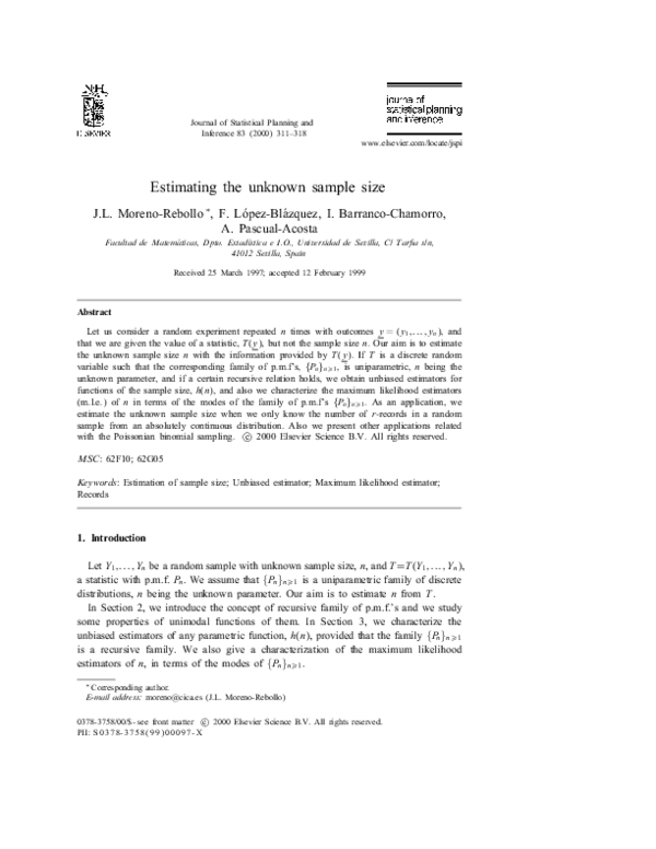 (PDF) Estimating the unknown sample size