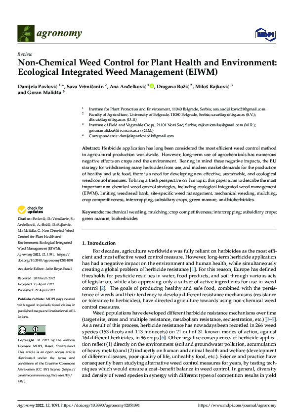 (PDF) Non-Chemical Weed Control for Plant Health and Environment ...