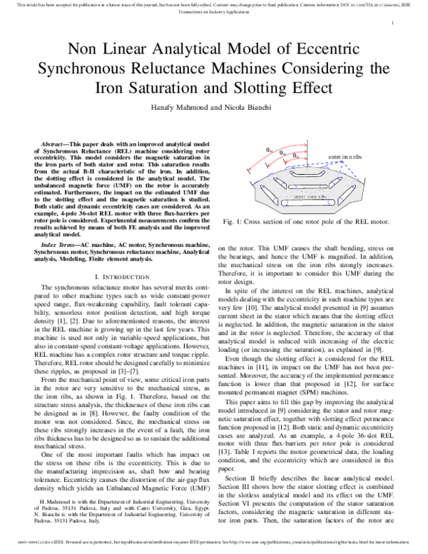 (PDF) Nonlinear Analytical Model of Eccentric Synchronous Reluctance Machines Considering the ...
