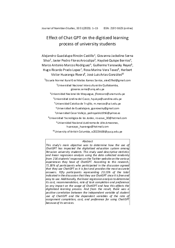 (PDF) Effect of Chat GPT on the digitized learning process of ...