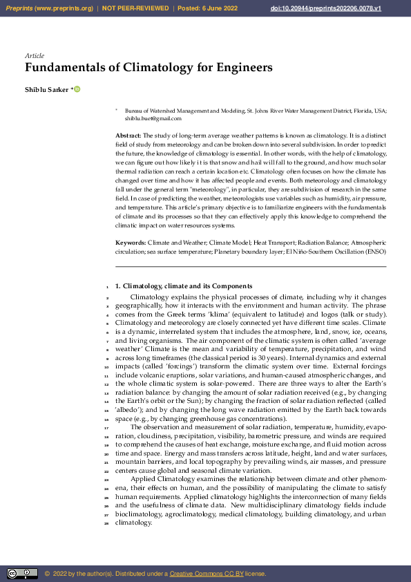 (PDF) Fundamentals of Climatology for Engineers