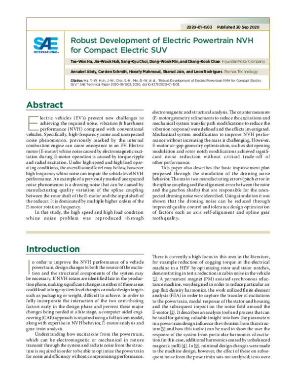 (PDF) Robust Development of Electric Powertrain NVH for Compact ...