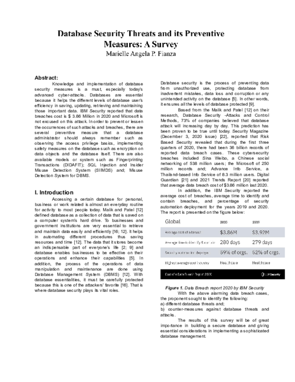 Pdf Database Security Threats And Counter A Synthesis