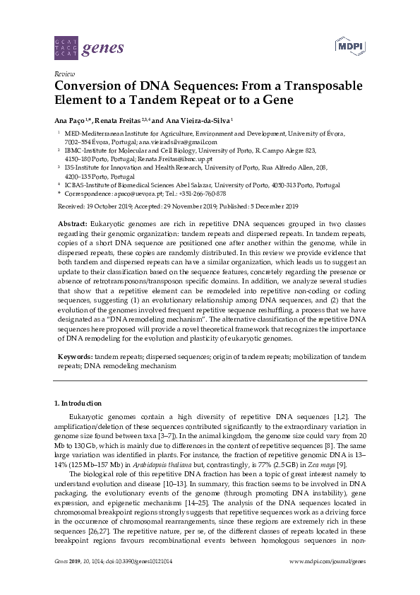 (PDF) Conversion of DNA Sequences: From a Transposable Element to a ...
