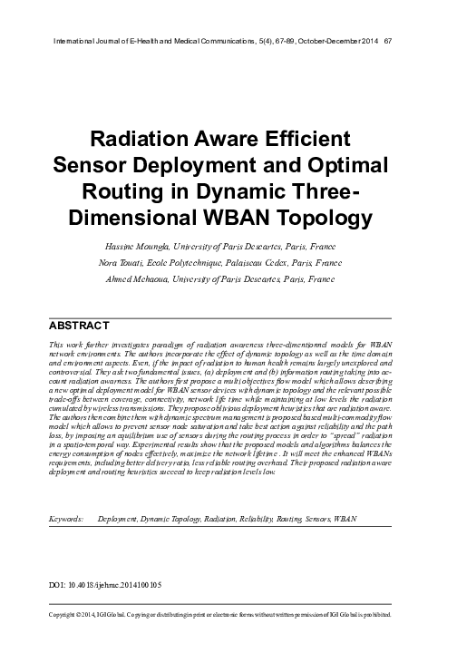 Radiation Aware Efficient Sensor Deployment And Optimal Routing In Dynamic Three Dimensional