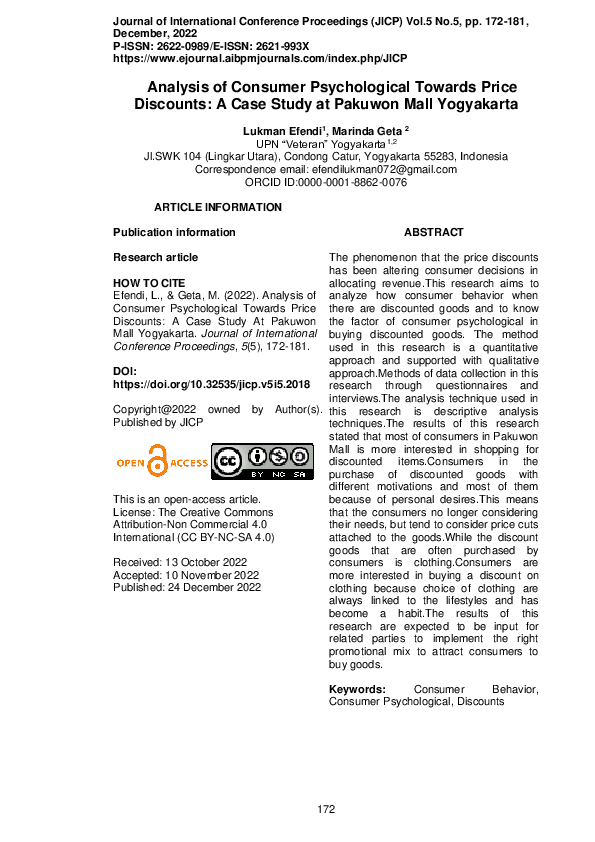 (PDF) Analysis of Consumer Psychological Towards Price Discounts: A ...