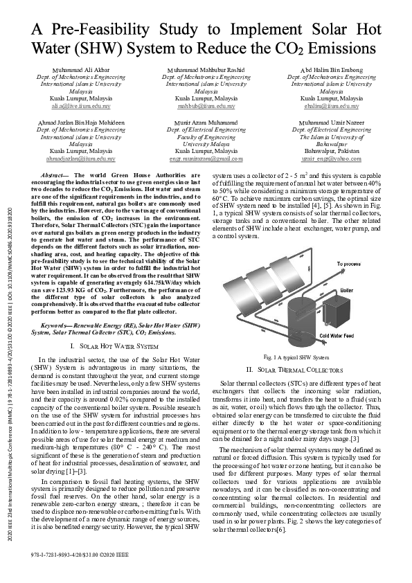 (PDF) A Pre-Feasibility Study to Implement Solar Hot Water (SHW) System ...
