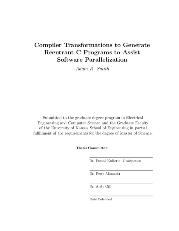 Pdf Compiler Transformations To Generate Reentrant C Programs To Assist Software Parallelization