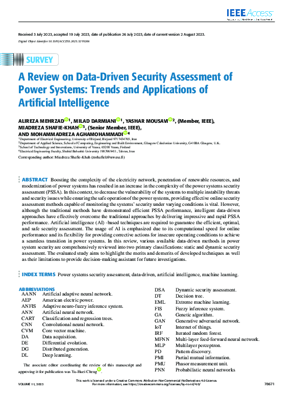 (PDF) A Review on Data-Driven Security Assessment of Power Systems: Trends and Applications of ...