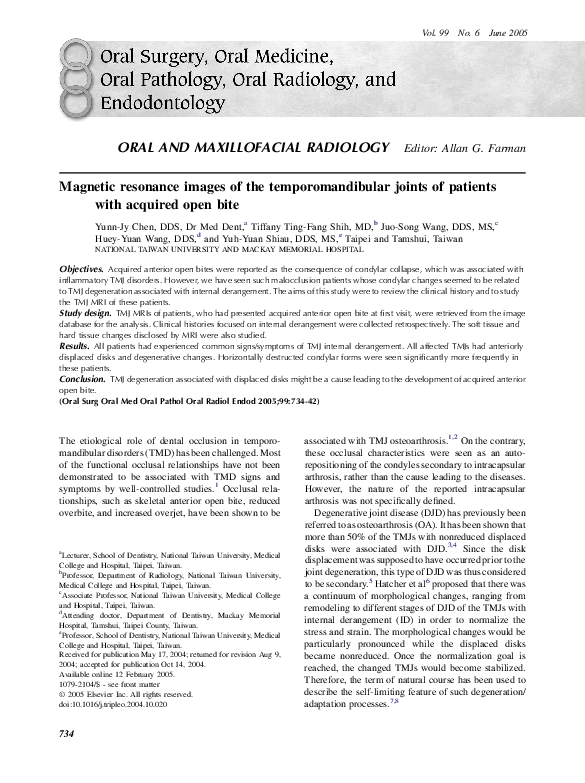 (PDF) Magnetic resonance images of the temporomandibular joints of ...