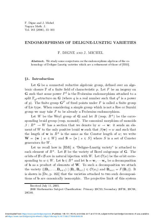 (PDF) Endomorphisms of Deligne-Lusztig Varieties