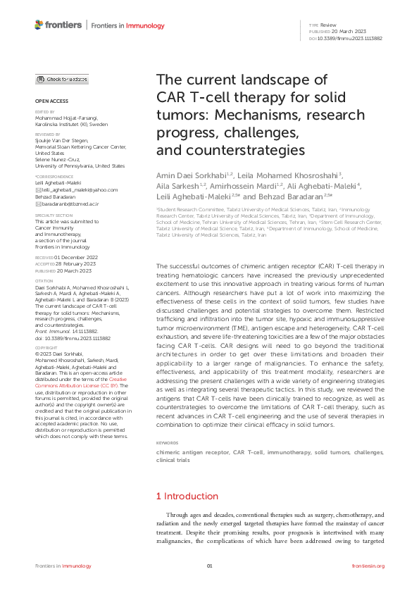(PDF) The current landscape of CAR T-cell therapy for solid tumors ...