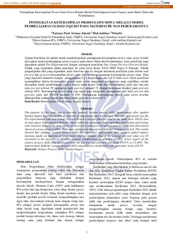 (PDF) Peningkatan Keterampilan Proses Sains Siswa Melalui Model Pembelajaran Guided Inquiry Pada ...