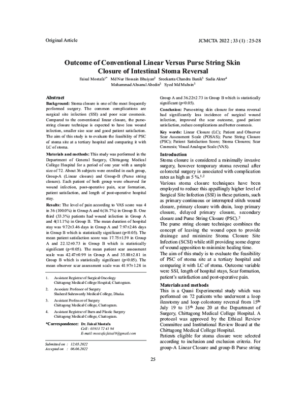 (PDF) Outcome of Conventional Linear Versus Purse String Skin Closure ...