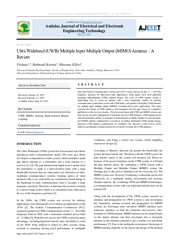 Pdf Uwb Mimo Antenna Design A Comprehensive Review