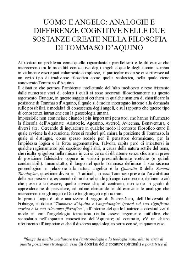 (PDF) UOMO E ANGELO: ANALOGIE E DIFFERENZE COGNITIVE NELLE DUE SOSTANZE ...