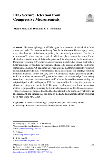 (PDF) EEG Seizure Detection from Compressive Measurements