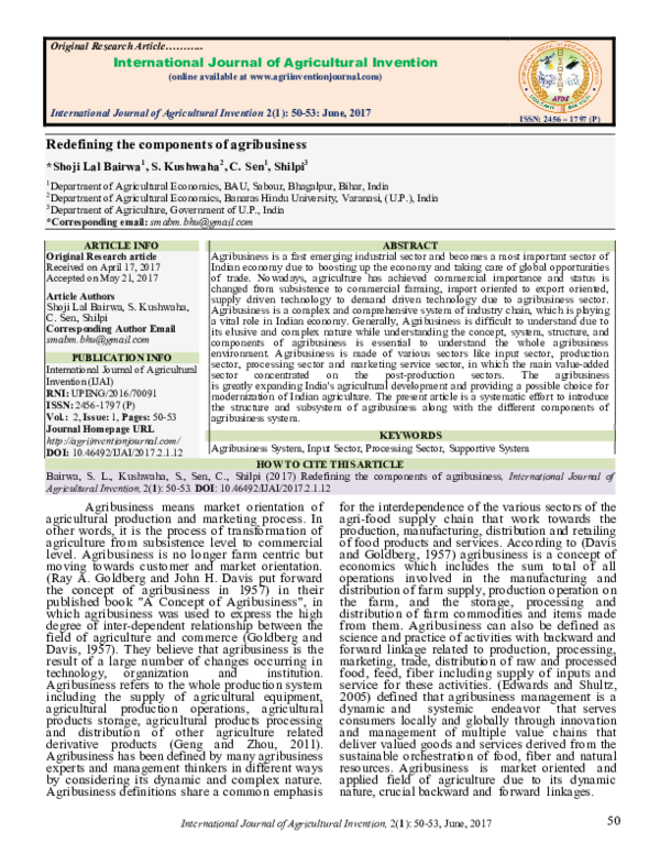(PDF) Redefining the components of agribusiness