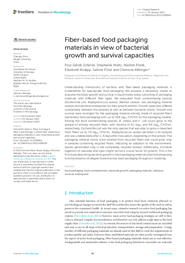 (PDF) Fiber-based food packaging materials in view of bacterial growth ...