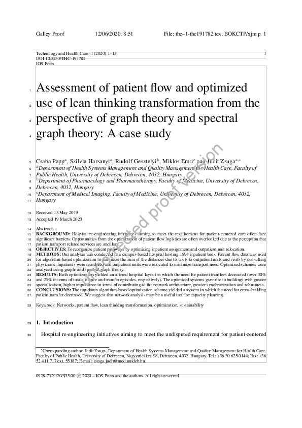 (PDF) Assessment of patient flow and optimized use of lean thinking ...