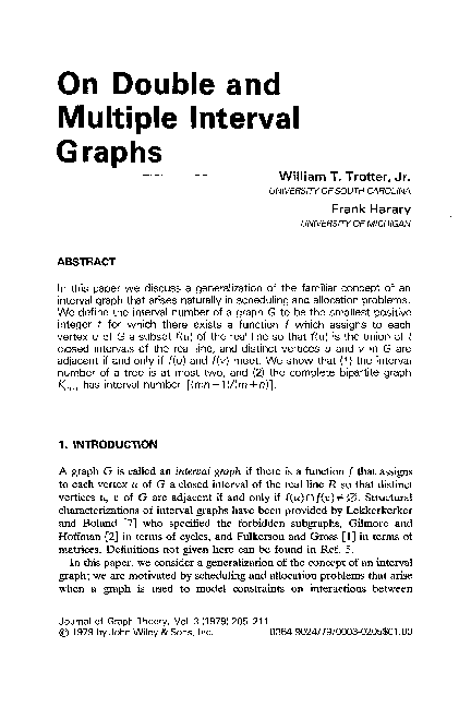 (PDF) On double and multiple interval graphs | William Trotter - Academia.edu